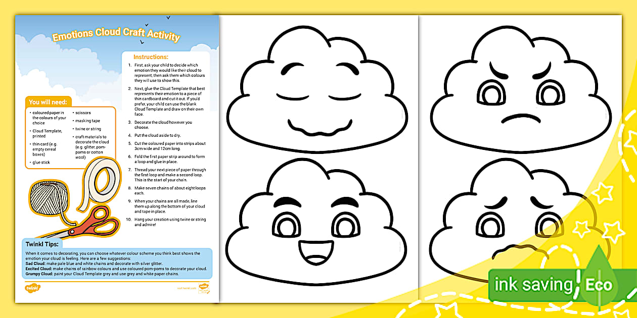 Emotions Cloud Craft Activity (teacher made) - Twinkl