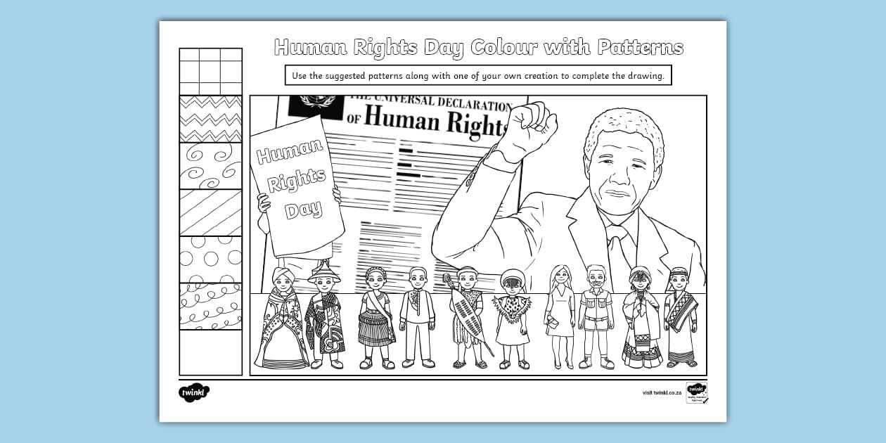 Human Rights Day Colour with Patterns Activity