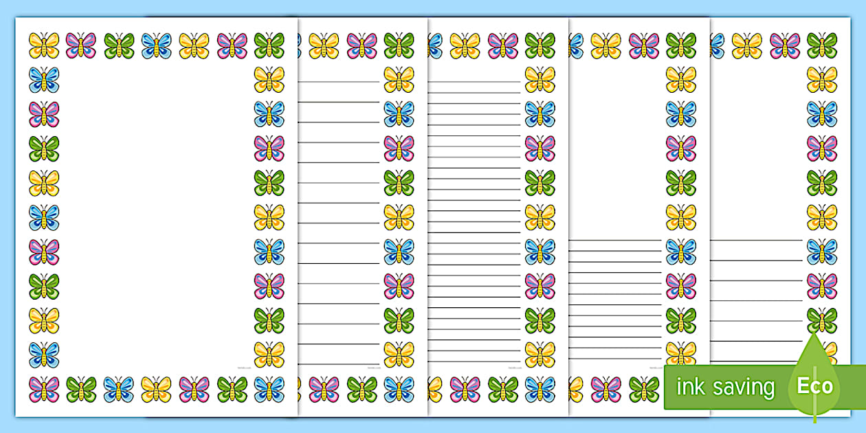 Editable Butterfly Page Borders (teacher made) - Twinkl