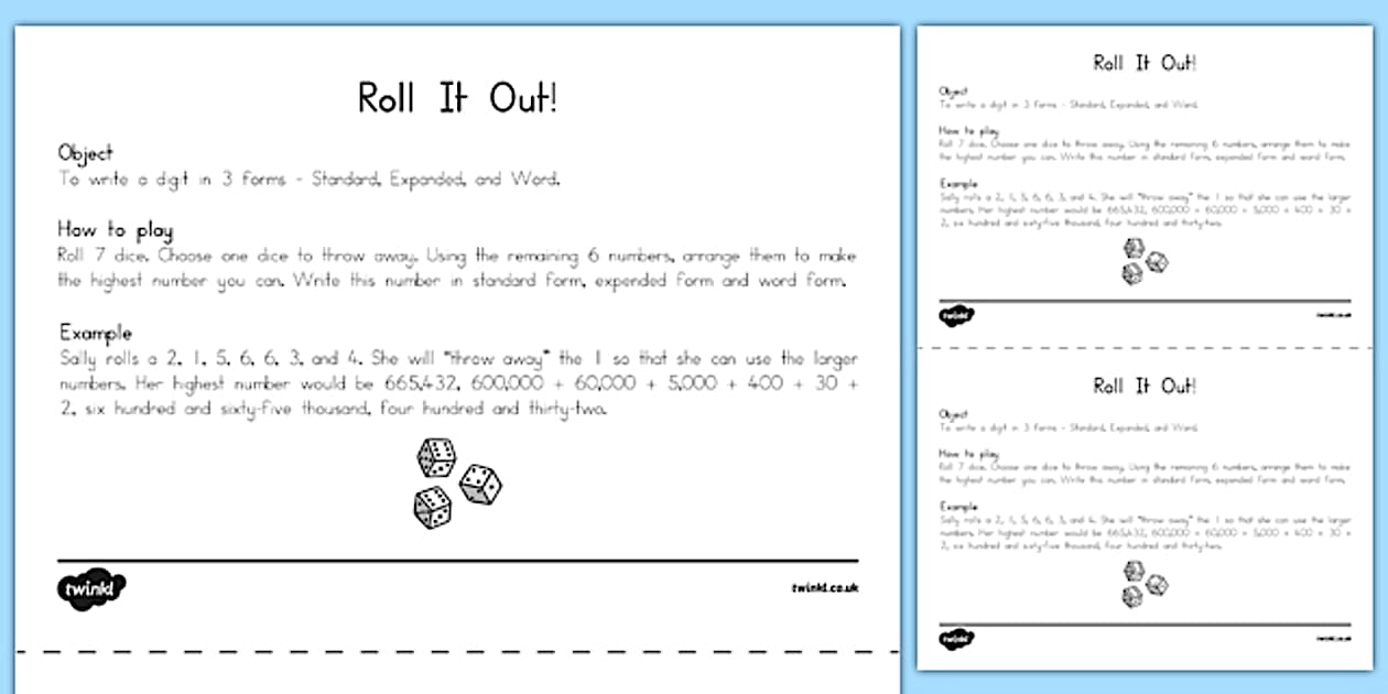 Dyslexic Roll It Out Number Forms Game (teacher made)