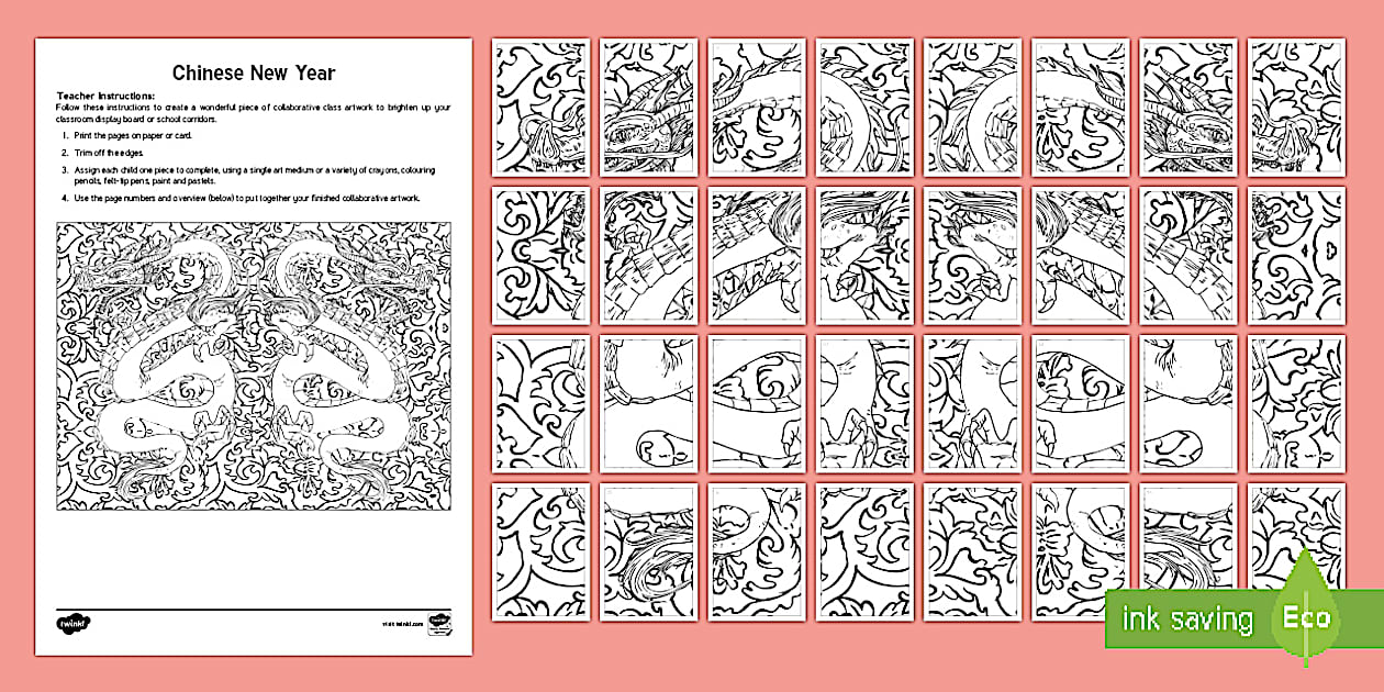 Chinese New Year Collaborative Colouring Activity - Twinkl