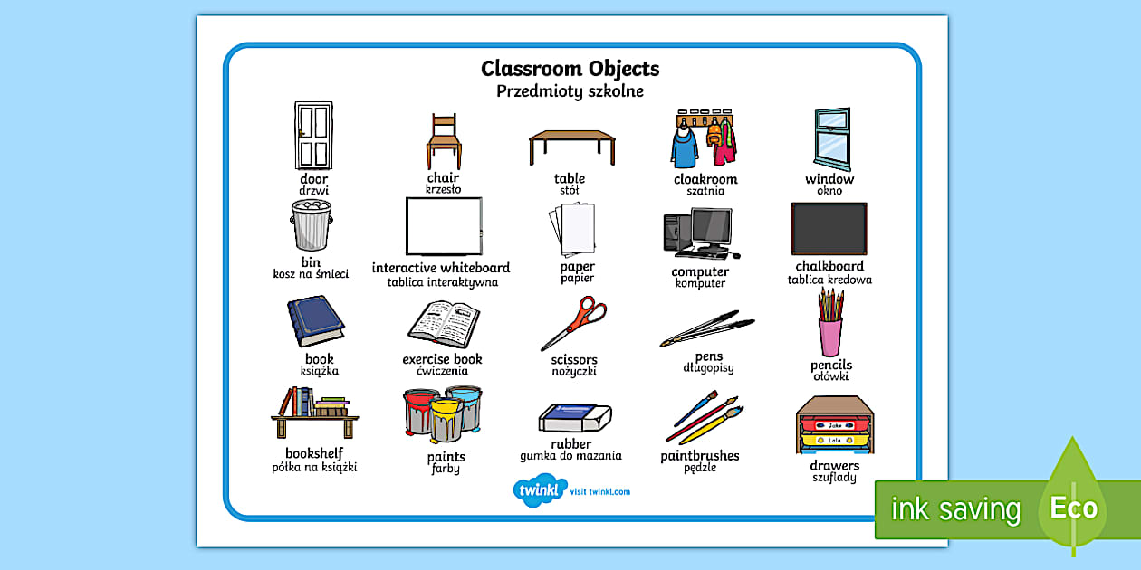 Classroom Objects Word Mat English/Polish - Classroom Objects Word Mat