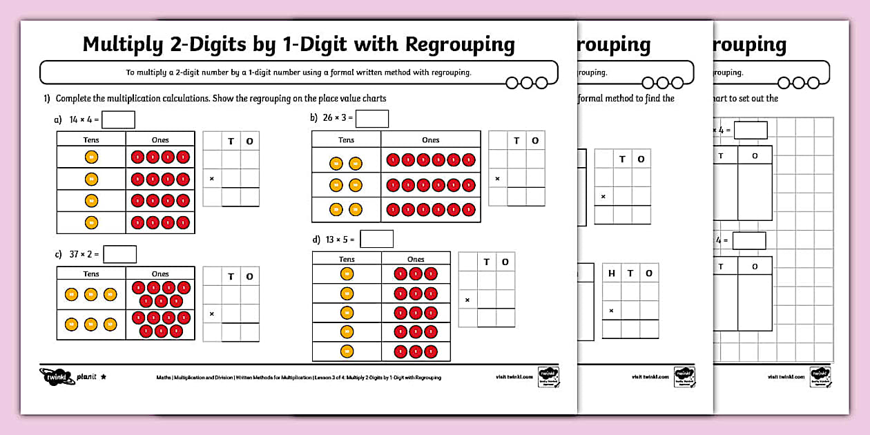 👉 Multiply 2-Digits by 1-Digit with Regrouping Activity Sheets
