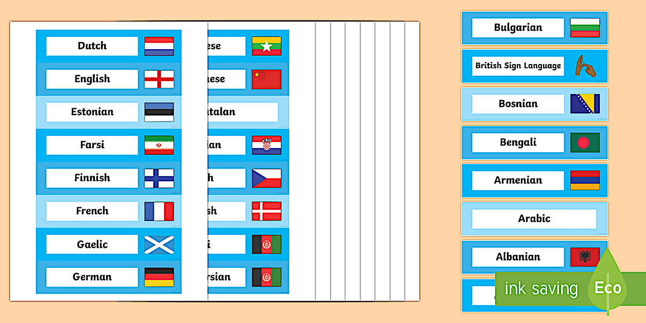 Languages Tray Labels - Twinkl