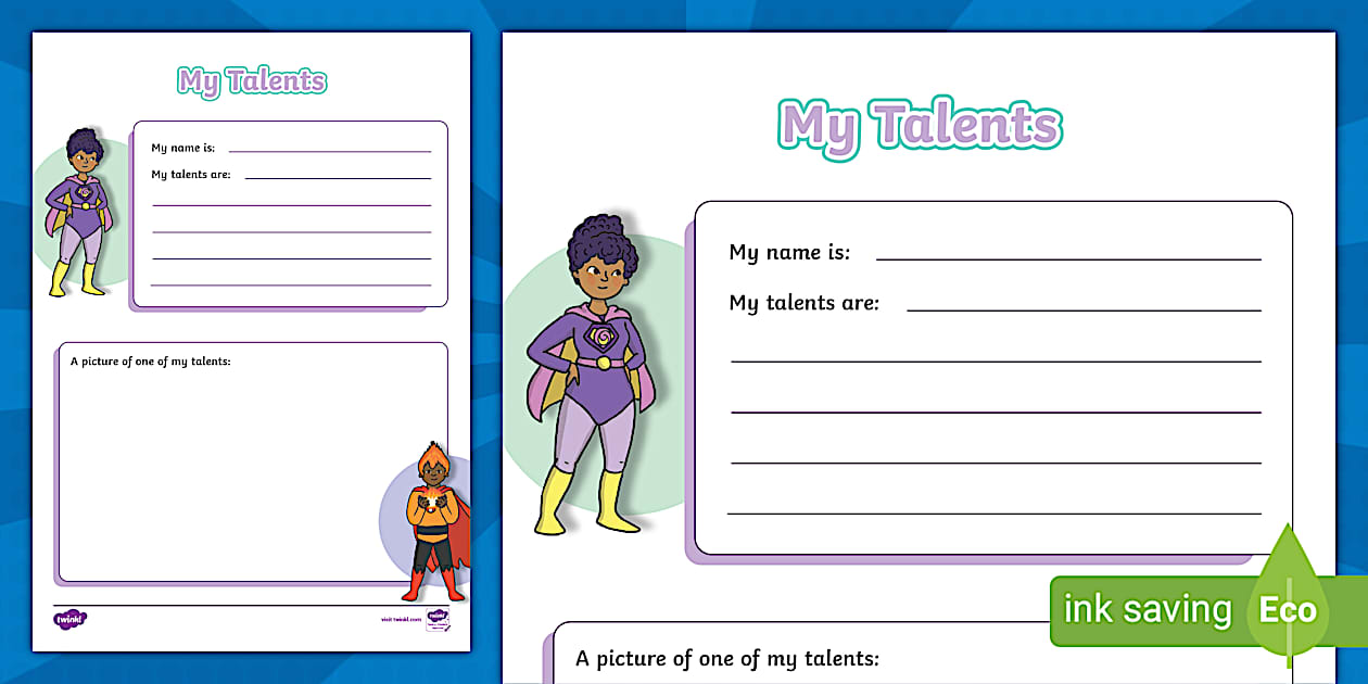 My Talents Superhero-Themed Worksheet / Worksheet - My Talents Superhero