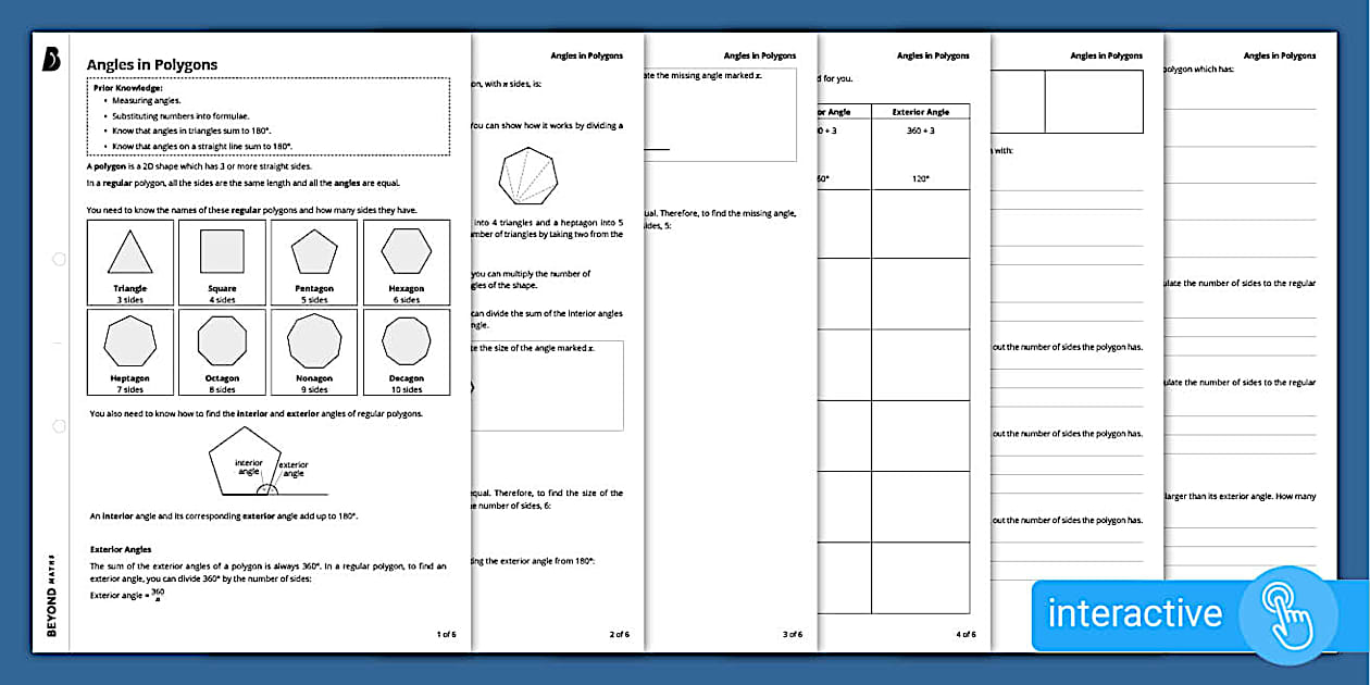 👉 Angles in Polygons Worksheet | KS3 Maths | Beyond