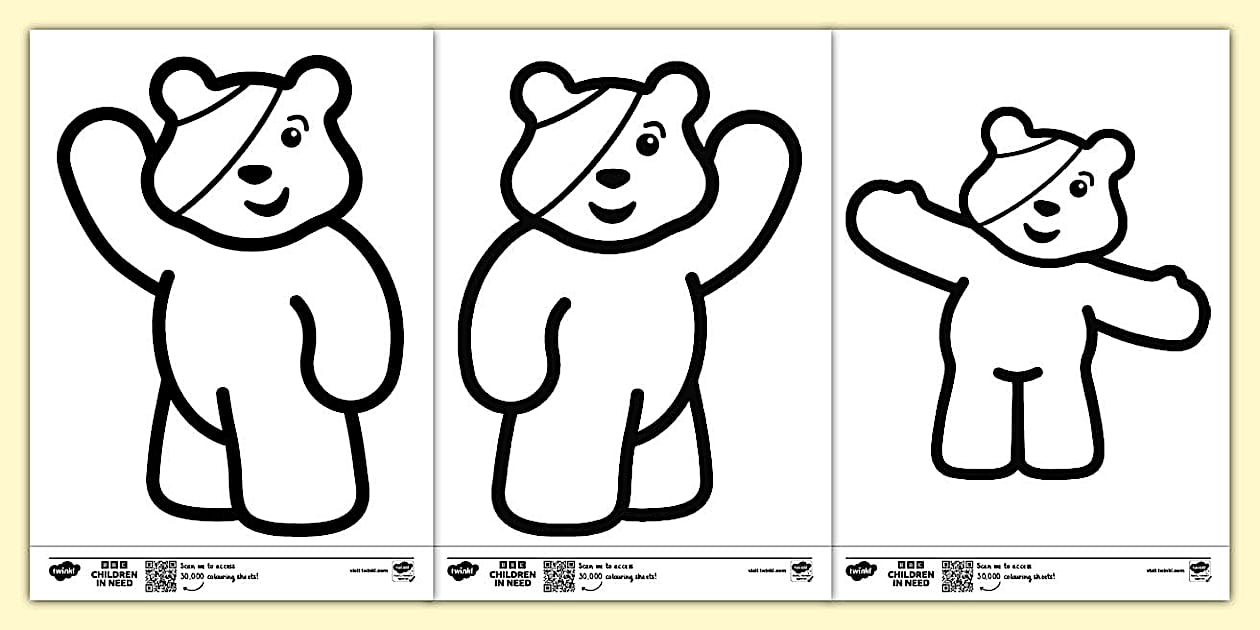 FREE! - BBC Children in Need Pudsey Colouring Pages - Twinkl