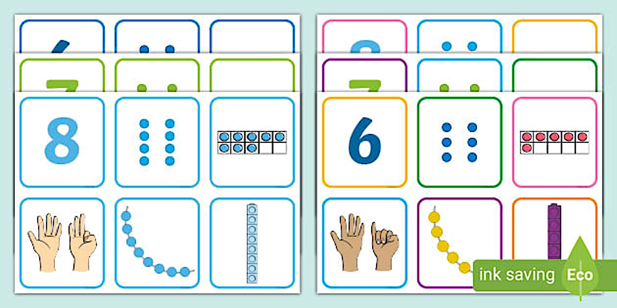 👉 6, 7 and 8 Matching and Comparing Cards (teacher made)