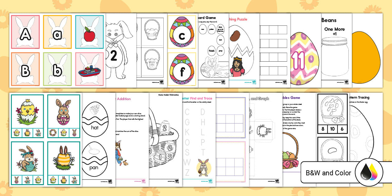 Easter Math and Literacy Centers for PK-K (teacher made)