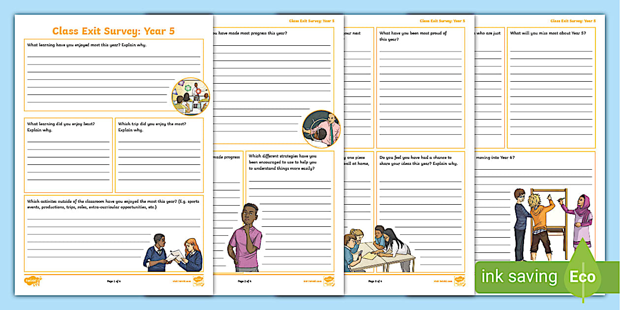 Pupil Voice Year 5 Class Exit Survey - Transition Resources