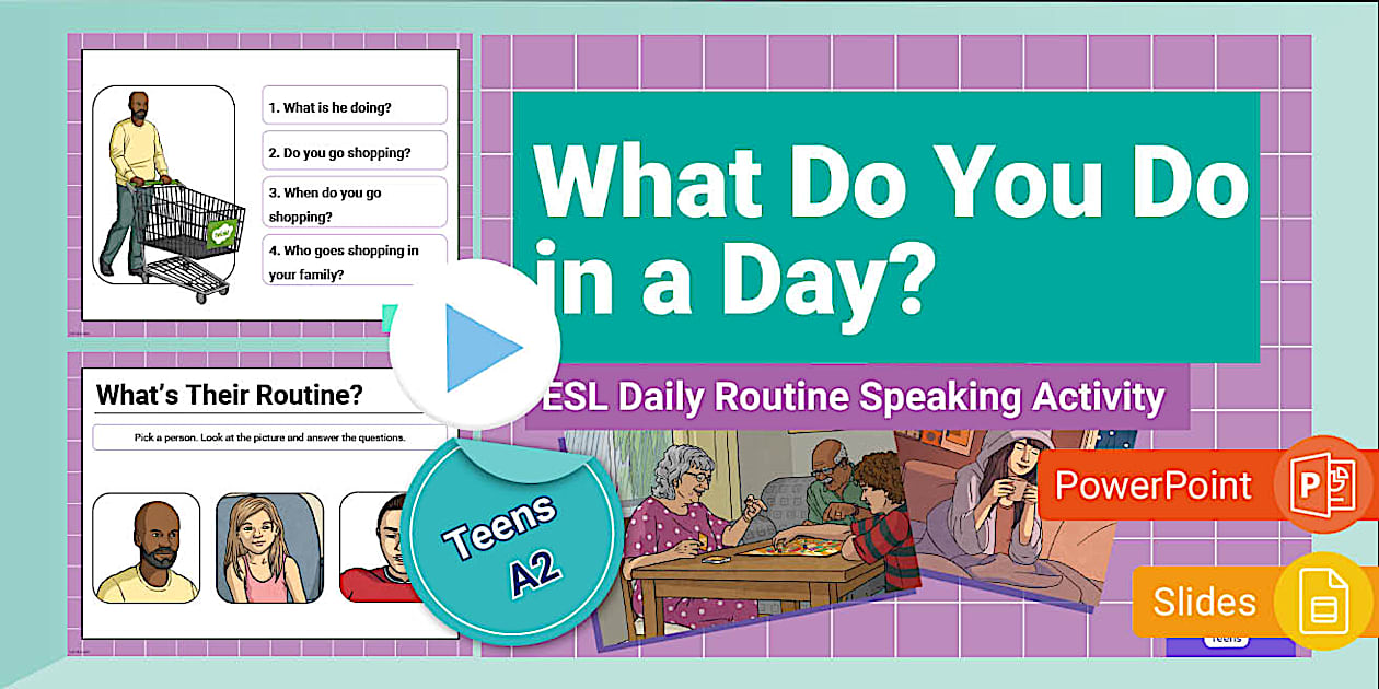 ESL Daily Routine Speaking PPT (Hecho por educadores)
