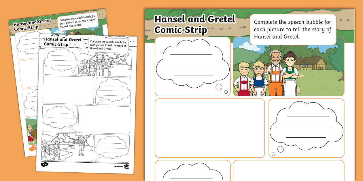 Hansel and Gretel Finish the Comic Strip Worksheet - Twinkl