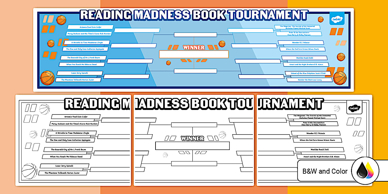 Sixth Grade Texts: March Reading Madness Book Tournament Bracket Banner