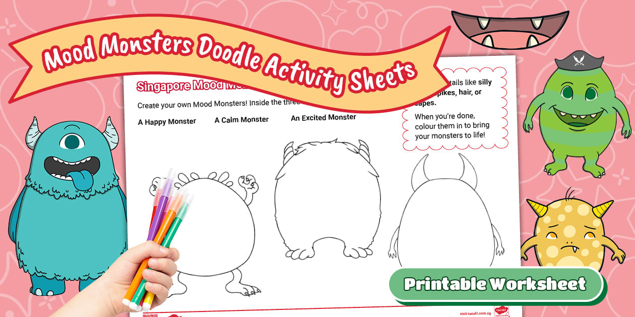 Singapore Mood Monsters Doodle Activity Sheets | Emotional Wellbeing ...