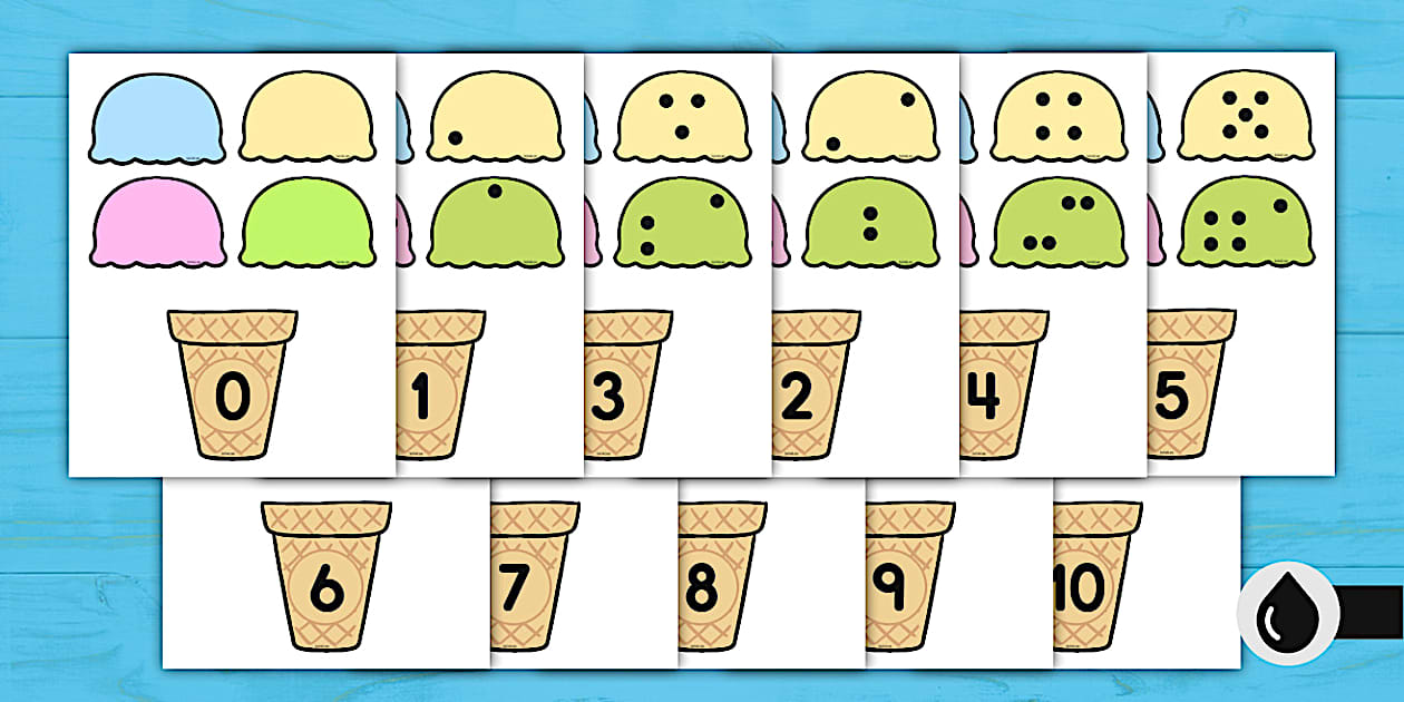 Subitizing Ice Cream Matching Activity 0-10 - Twinkl