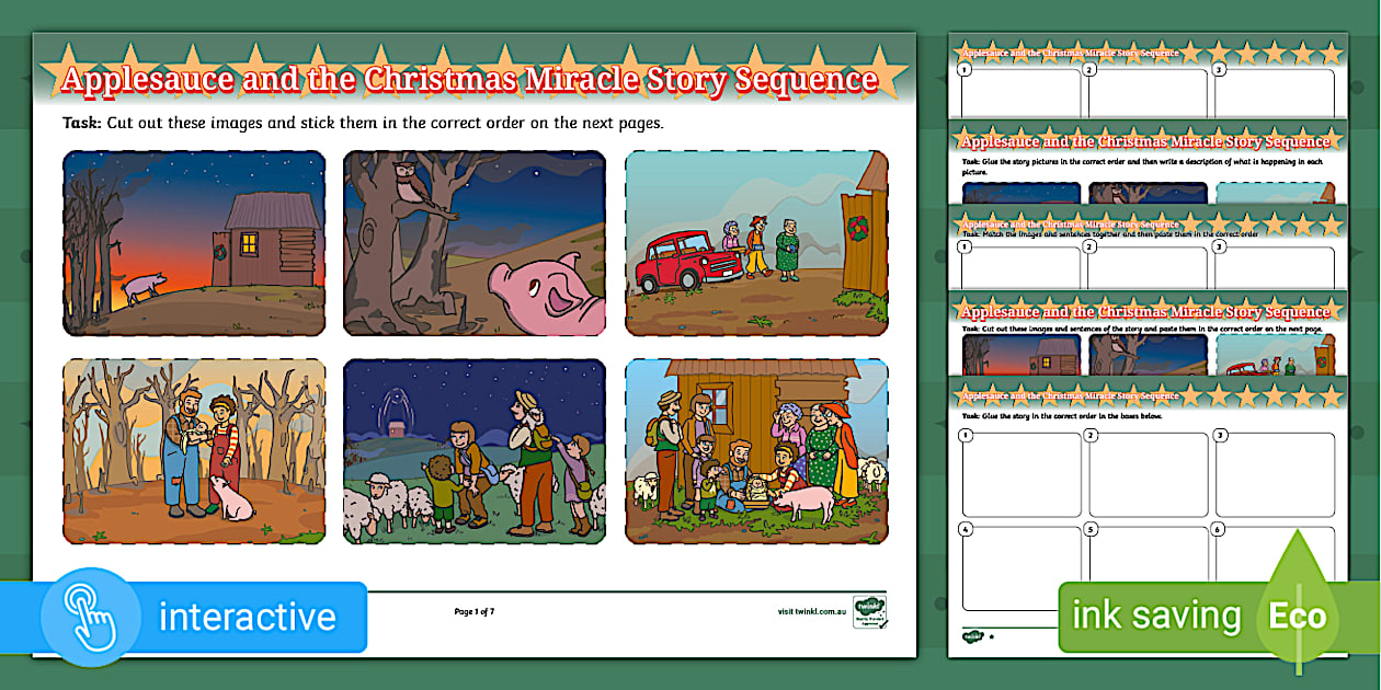 Story Sequence Picture Activity - Applesauce and the Christmas Miracle
