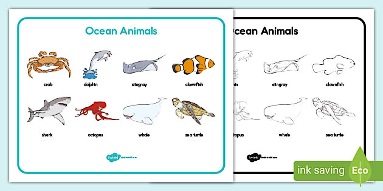 Ocean Animals List Word Mat | World Ocean Day | Twinkl USA