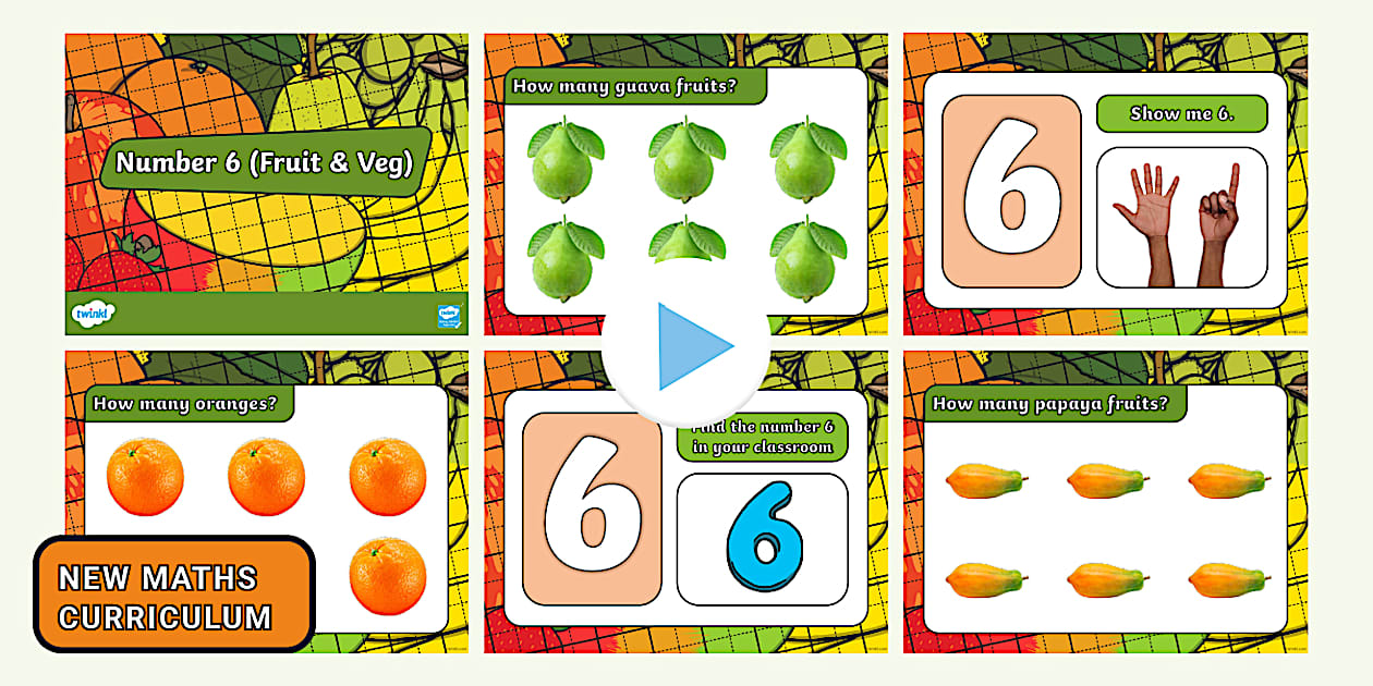 Number 6 (Fruit & Veg) PowerPoint (Teacher-Made) - Twinkl