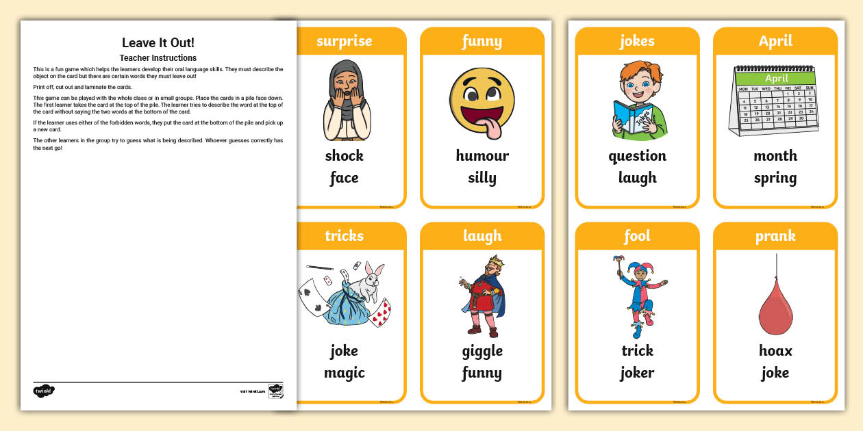KS1 April Fools' Day 'Leave It Out!' Game Cards - Twinkl