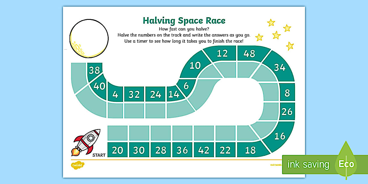 Halving Race Worksheet (teacher made) - Twinkl