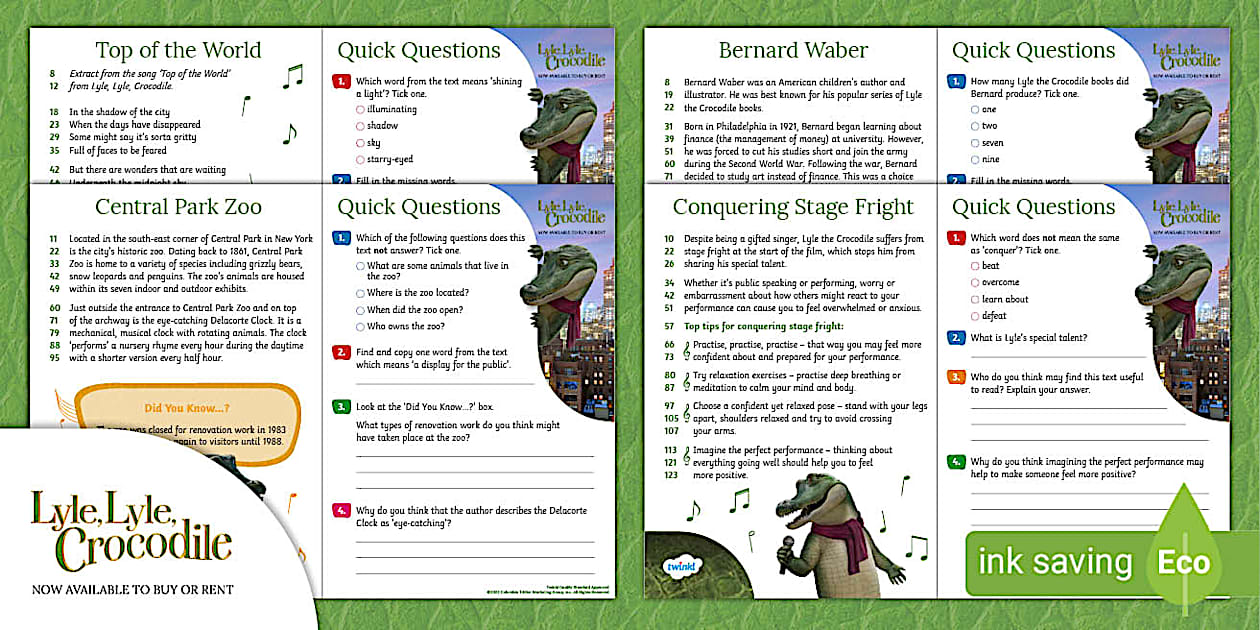 FREE! - Lyle, Lyle, Crocodile Reading Pack [Ages 7-9] | Twinkl