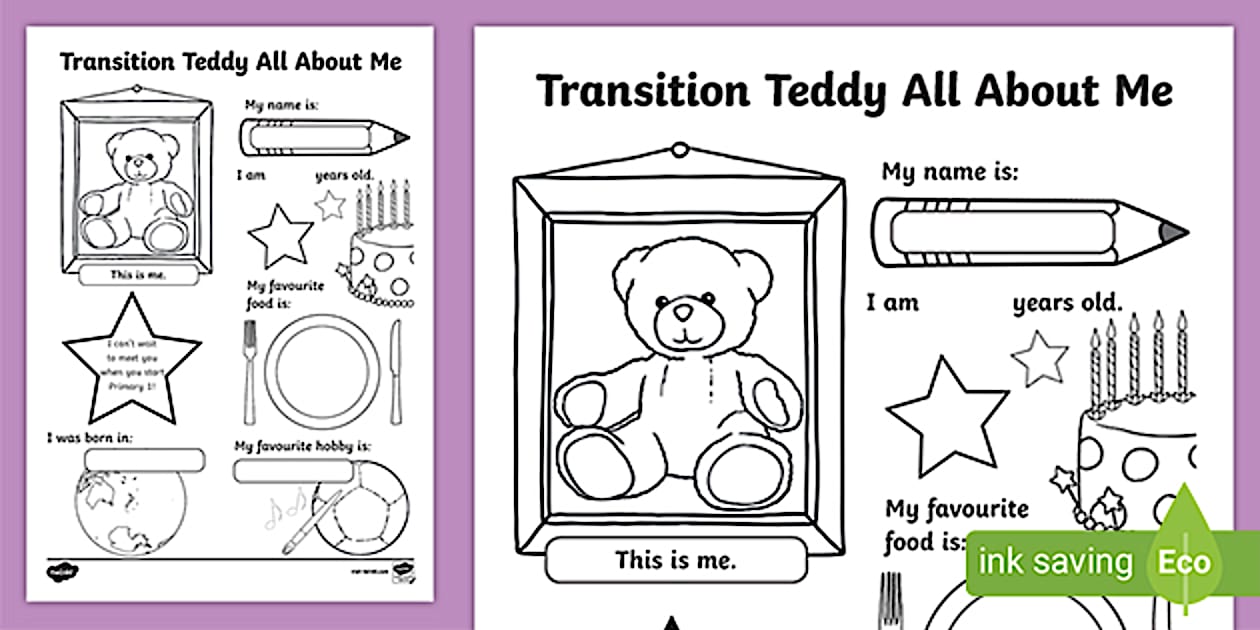 Transition Teddy All About Me (teacher made) - Twinkl