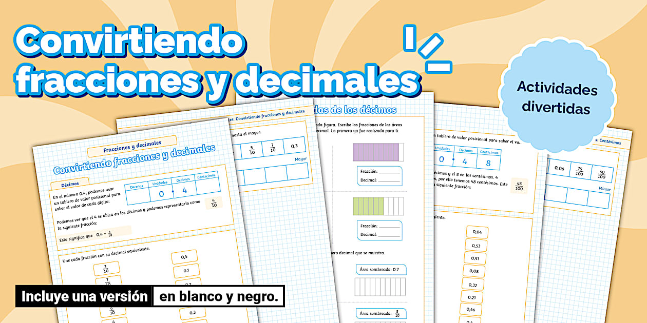 Ficha de actividad: Convirtiendo fracciones y decimales