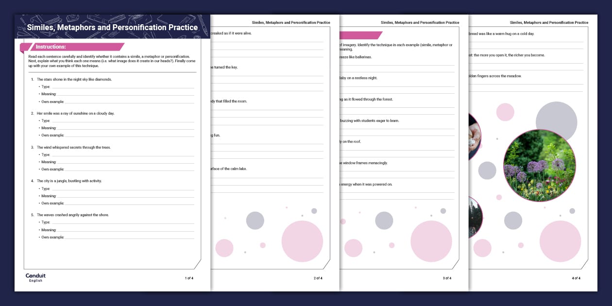 Similes, Metaphors and Personification Practice - Twinkl