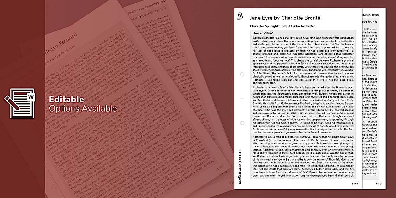 Jane Eyre Revision: Character Spotlight Edward Rochester