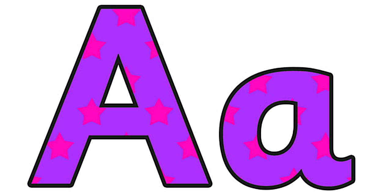 Purple and Pink Stars Small Lowercase Display Lettering - display lettering