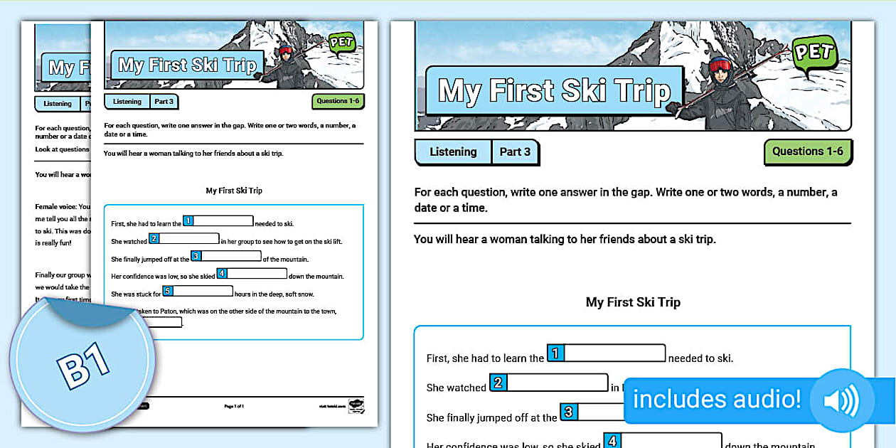 B1 Preliminary (PET) Listening Part 3 Practice - Twinkl