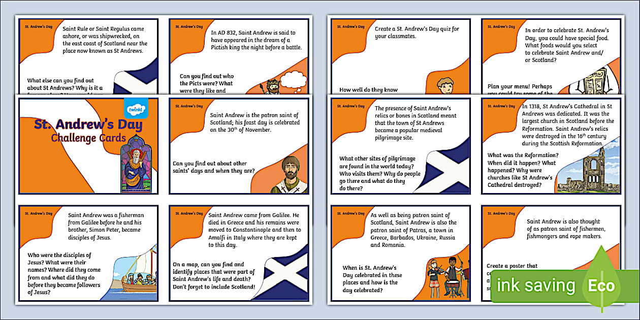 St. Andrew's Day Challenge Cards (teacher made) - Twinkl
