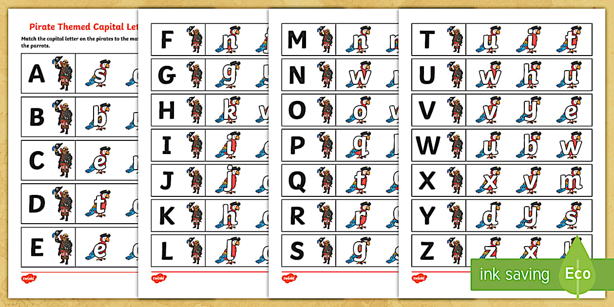 Pirate Themed Capital Letter Full Alphabet Worksheet / Worksheets
