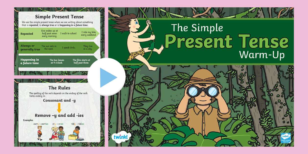 Simple Present Tense Warm-Up PowerPoint (teacher made)