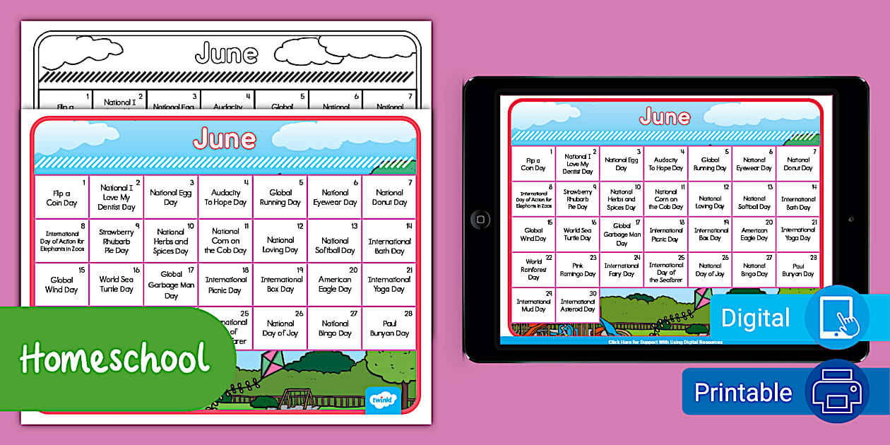 June Events To Celebrate Calendar and Activities - Twinkl
