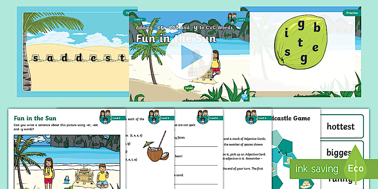 Adding -er, -est and -y to CVC Words Lesson Plan - Level / Phase 6 Week 21