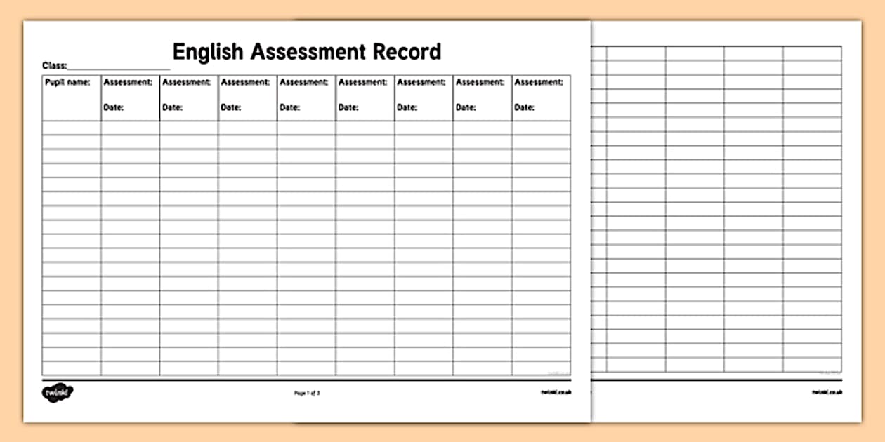 Editable ROI English Assessment Record - Twinkl