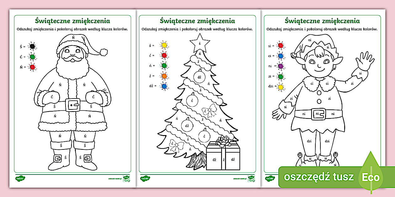 Świąteczne zmiękczenia | Pokoloruj obrazek według klucza