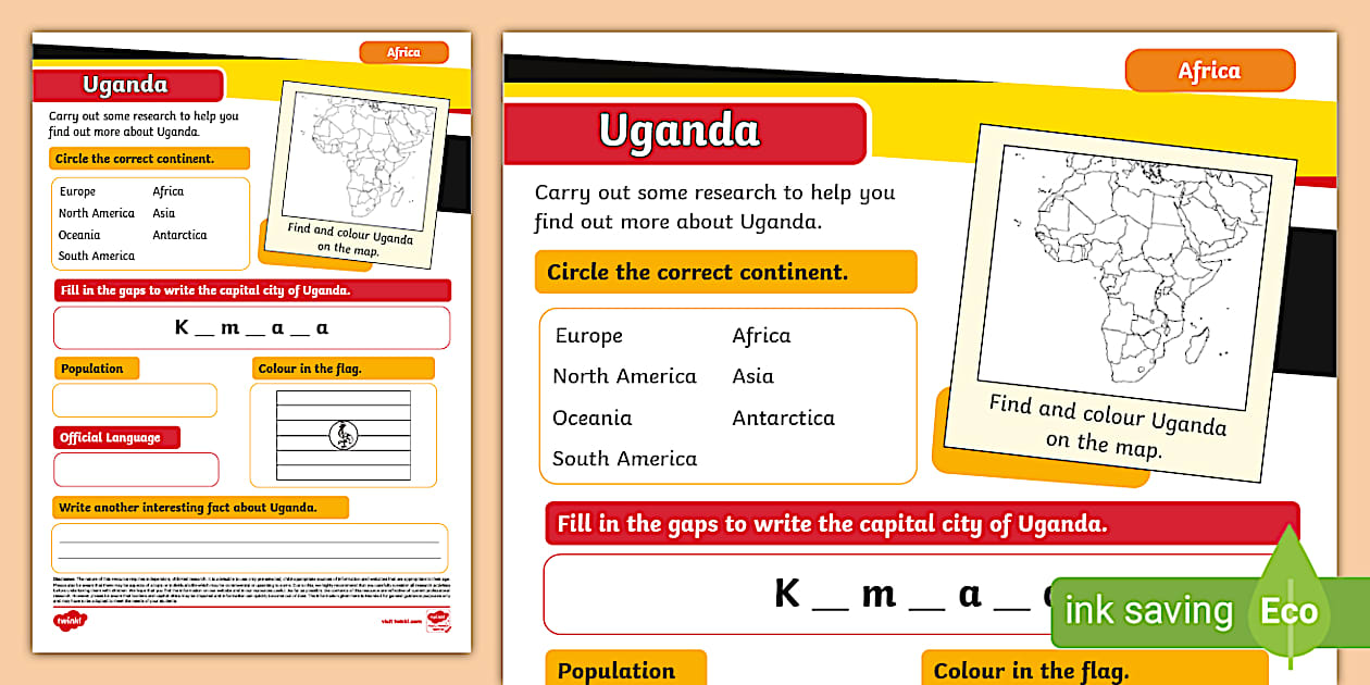 KS1 Uganda Research Activity - Geography - Twinkl - KS1