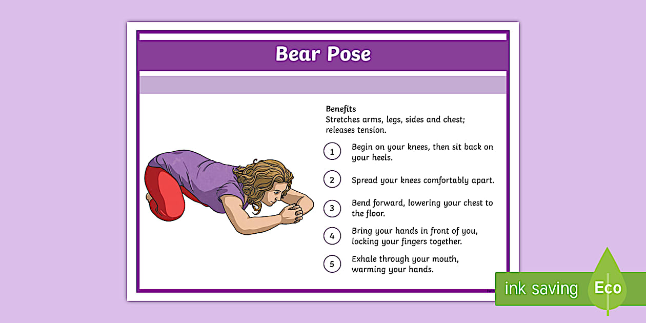 Yoga Bear Pose Step-by-Step Instructions - Twinkl