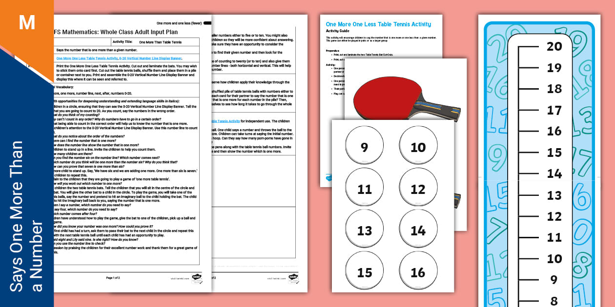 EYFS Maths One More Than Table Tennis Class Adult Input Plan