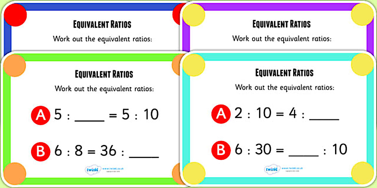 Ratio and Proportion 2 Challenge Cards- data handling, maths