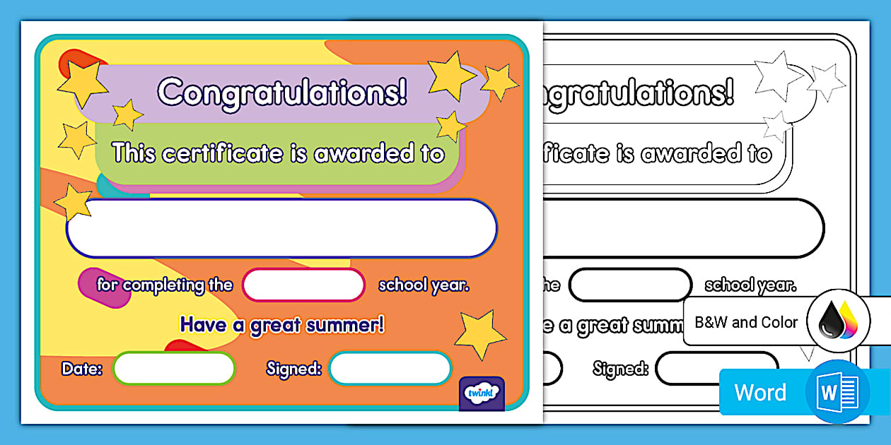 Editable End of Year Certificate (teacher made) - Twinkl