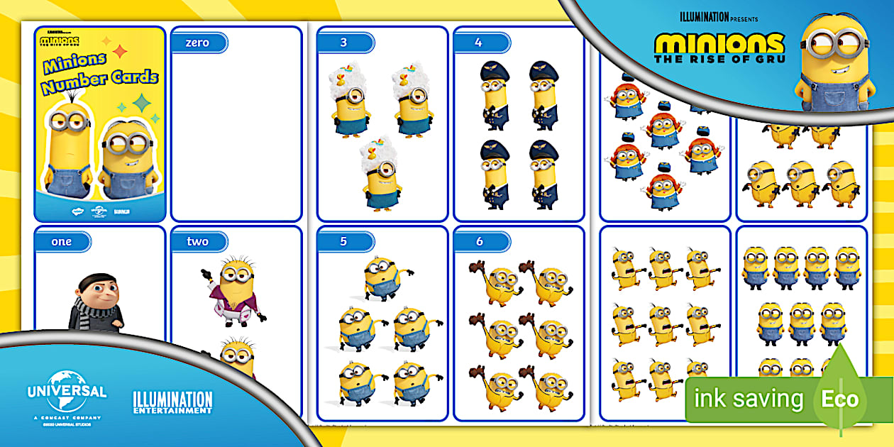 FREE! - 👉 Minions: 0-10 Number Cards (teacher made)