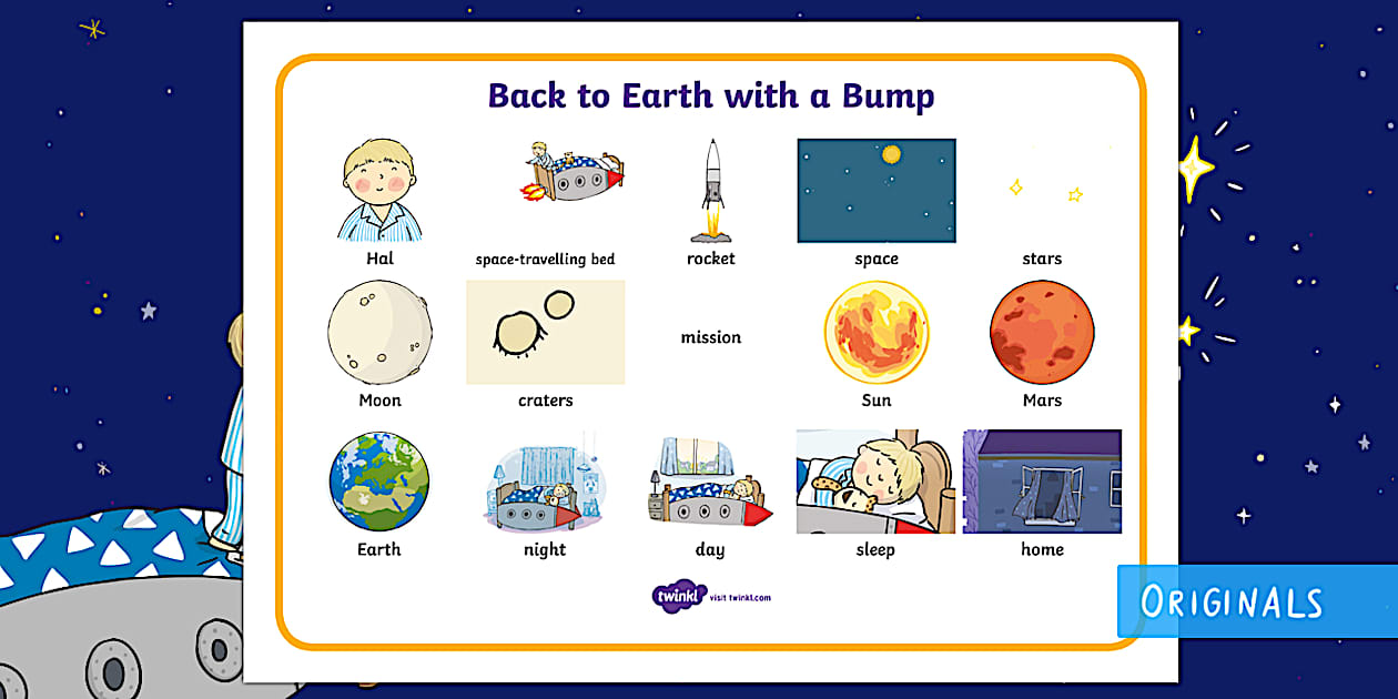 Back to Earth with a Bump Word Mat (teacher made) - Twinkl
