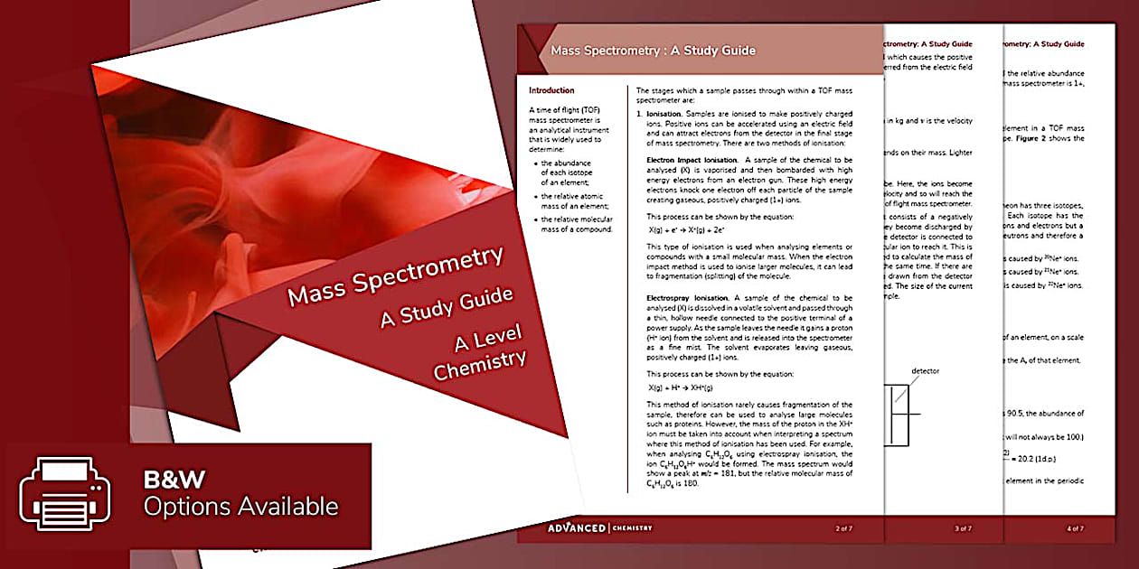 A Level Chemistry Mass Spectrometry Study Guide - Twinkl