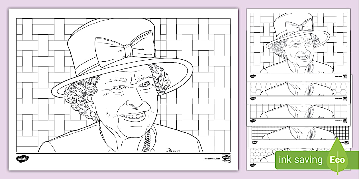 Queen Elizabeth II Mosaic Colouring Pages,Queen Mosaic