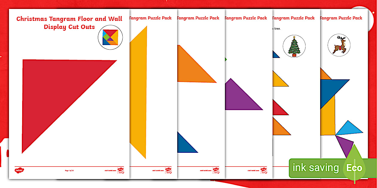 Christmas Tangram Floor and Wall Display Cut Outs - Twinkl
