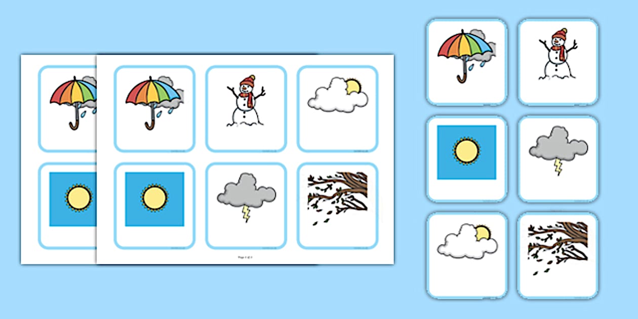 Editable Weather Matching Cards (teacher made) - Twinkl