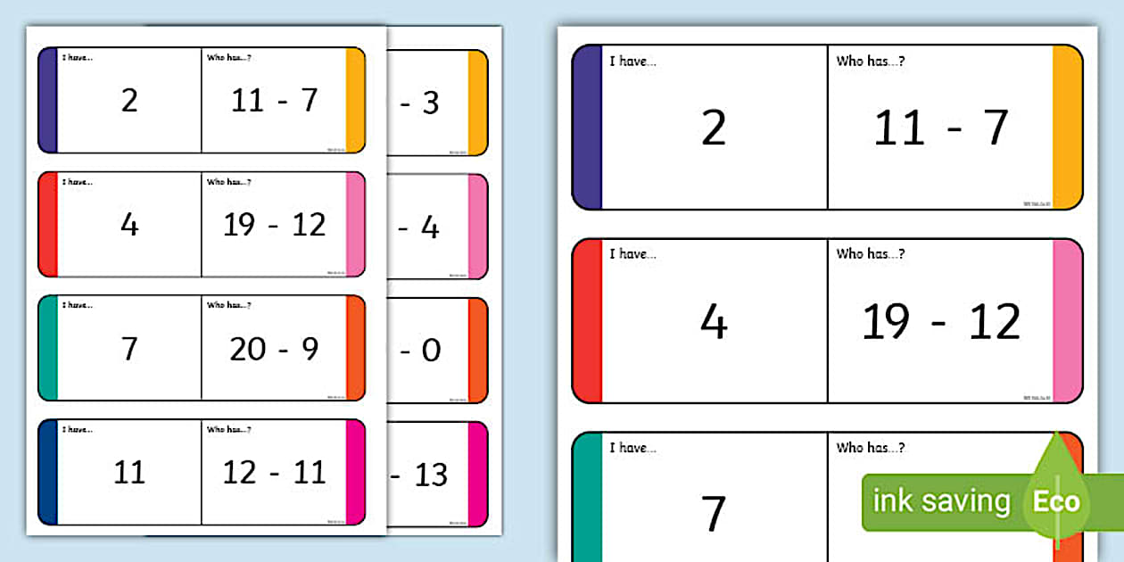 Editable Subtraction to 20 Loop Cards (Hecho por educadores)
